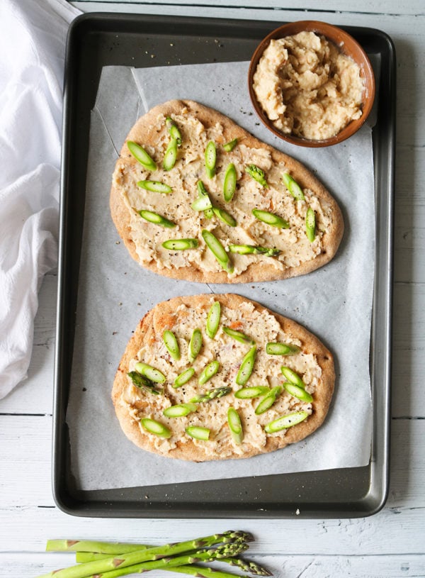 Spring Flatbread with Asparagus, Peas, and Herbs Recipe - Well Vegan
