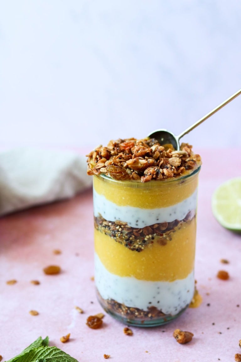 Mango Coconut Breakfast Parfait Recipe - Well Vegan