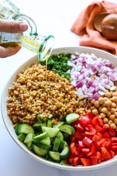 Potluck Mediterranean Couscous Salad Recipe - Well Vegan